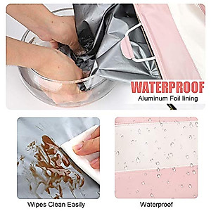 Lunch Bag, Wosweet Leakproof Insulated Lunch Box Cooler Bag for Women, Lunch Container Tote Bag with Zapper & Pocket, Pink