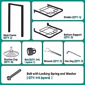 HAUSHOF Pots and Pans Organizer, 16" Heavy Duty 150LBS Pot Holders for Kitchen, 6-Tier Adjustable Pan Rack under Cabinet with Suction Cup, Snap-on Cookware Storage Organization Pot Pan Stand Stacker