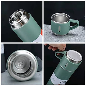 XTYHTX 17oz Stainless Steel Insulated Coffee Bottle,Vacuum-Insulated Beverage Bottle with Handle, Leak-Proof for Coffee, Tea, Water, Hot or Cold, (Green)