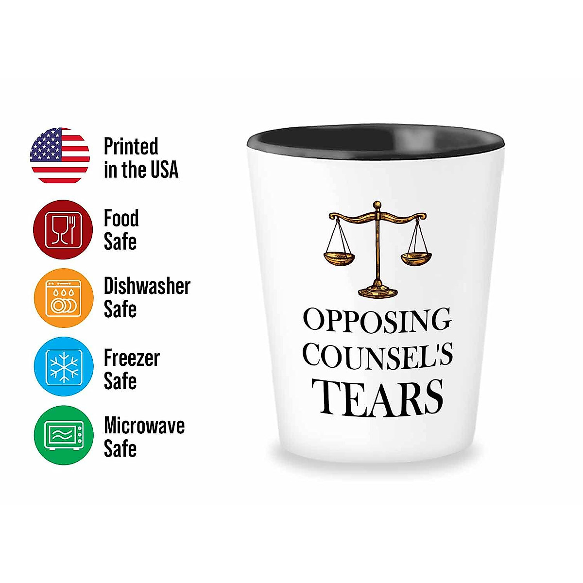 Bubble Hugs Lawyer Shot Glass 1.5oz - Opposing Counsel's Tears - Law Student Law School Attorney Advocate Plaintiff Defense