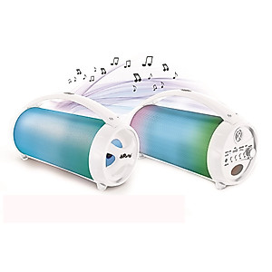 LEXIBOOK BTP585Z iParty-Portable Bluetooth Speaker with Microphone, Stereo, Light Effects, Karaoke, Wireless, FM Radio, USB, SD Card, Rechargeable Battery, White