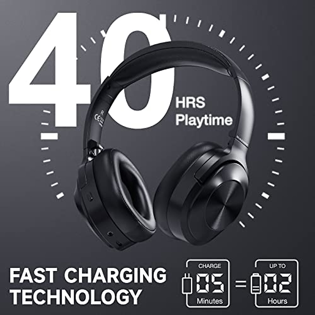 Noise Cancelling Headphones Wireless Bluetooth Foldable Over Ear Headphones with Microphone 40H Playtime Deep Bass Memory Foam Ear Cups for Laptop,TV,Travel,Work