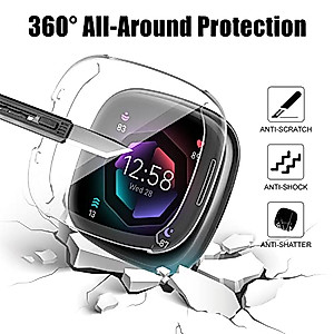 KPYJA 6-Pack Screen Protector Compatible with Fitbit Sense 2/Versa 4 Case, Soft TPU Plated Case All-Around Protective Screen Full Cover Bumper Compatible for Fitbit Sense 2/Versa 4 Smart Watch