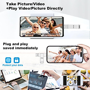【App-le Certified】iDiskk 128GB Photo Storage Stick iPhone Storage Flash Drive for iPhone usb storage flash drive,iPhone USB External Storage for Mac,iPad and PC Photo Stick for Photos Videos Contacts