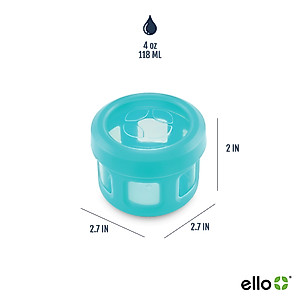 Ello Plastic Reusable Condiment Travel Containers with Screw-Top Leak Proof Lid, 5 oz, Fruit Cobbler