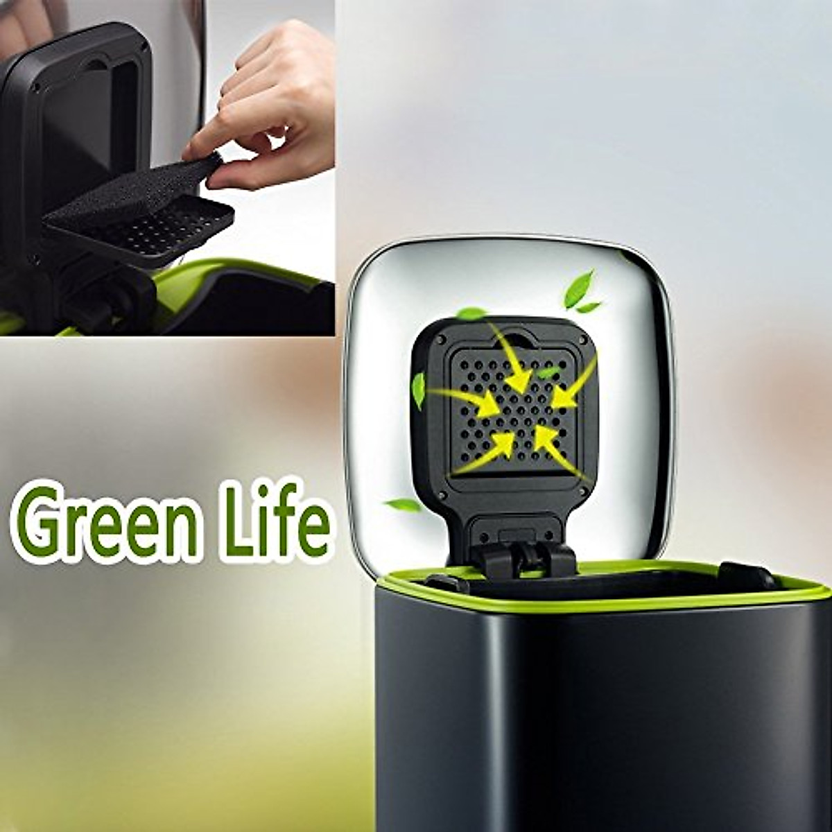 Dlazm Bin, 12 Pieces Compost Pail Replacement Filters 6 Round and 6 Square (Black), 6.5 inch Diameter Measures 4.75 inch