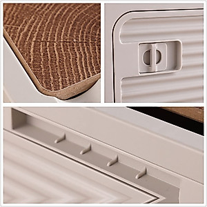 Radefasun Foldable Storage Bins with Wood Lids Plastic Collapsible Storage Box with Cutting Board Portable Stackable Grocery Container Folding Latching Storage Crate with Removable Pulley (S, Khaki)