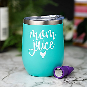 Mom Tumbler – Mom Juice Wine Tumbler - Mom Birthday Gifts - Mom Wine Glass - Gift ideas for Mom from Son, Daughter, Kids - Mothers Day Gifts - Funny Mom Gifts - Mom Cup