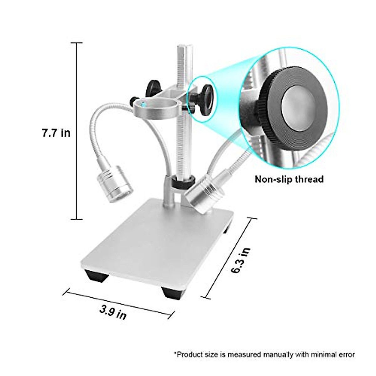 Aluminum Alloy Stand for USB/WiFi/LCD Digital Microscope Camera, Cainda Universal Metal Stand Holder (with Fill Light)