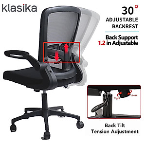 KLASIKA Desk Chairs with Wheels, Ergonomic Mesh Office Chair Adjustable Height and Swivel Lumbar Support Home Office Chair with Flip Up Armrests (8PK)