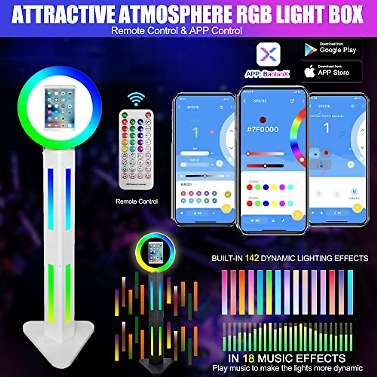 HITUGU Portable Photo Booth for iPad Pro 11'' 3rd/2nd/1st Generation Selfie Station Machine Metal Shell with Software,RGB Ring Light,Music Sync RGB Light Box,Remote Control,Flight Case for Parties