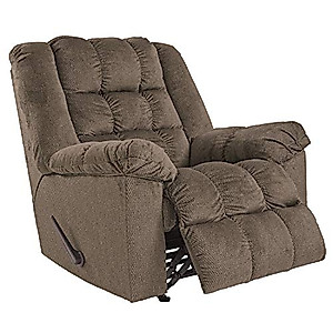 Signature Design by Ashley Drakestone Tufted Manual Rocker Recliner with Lumber Heat and Massage, Light Brown