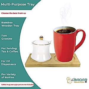 IBNBAQAR Wooden Tray | Oil Dispenser Tray 19.3 * 9.14 cm (1 Piece) |7.7X3.7 Wooden Serving Tray | Mini Bamboo Tray | Wooden Tray for Cooking Oil Bottles | Soap Dispenser Tray