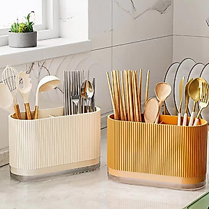 LEOMOTO Utensil Holder for Kitchen Counter, Light Orange Wall Mounted Cooking Utensil Organizer with for Kitchen Counter,bathrooms,Farmhouse