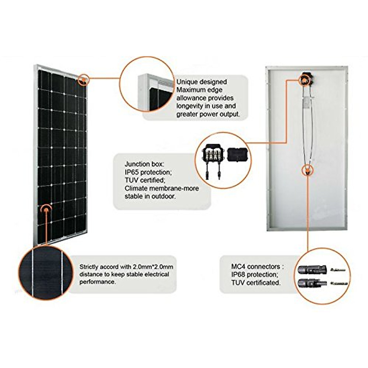 GOWE 240w solar panel/paneles solares 120w/solar cell 120w 2pcs/solar cables and connectors included