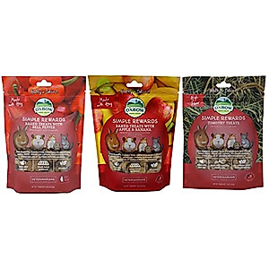 Simple Rewards Small Animal Treats 3 Flavor Variety Bundle (1) Each: Baked Apple Banana, Baked Bell Pepper, Timothy, 1.4-2 Ounces