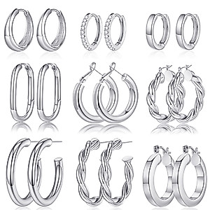 Silver Hoop Earrings for Women, Small Surgical Steel Hoop Earrings Stainless Steel Hoop Earrings for Women