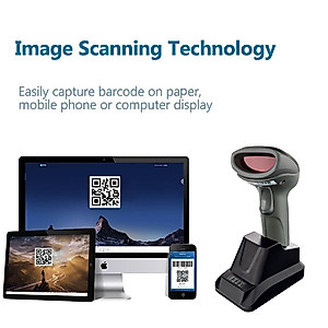 LS-PRO 2D QR wireless Bluetooth Barcode Scanner with USB Cradle Receiver Charging Base handheld 1D/2D Data matrix PDF417 image reader 100 ft Transmission Range long-life Battery 2200mA,1 Year Warranty