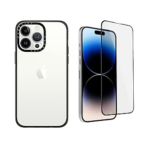 CASETiFY [Bundle] Amazon Exclusive Essential Case for iPhone 14 Pro - Clear Black & CASETiFY Screen Protector for iPhone 14 Pro 2.5D Full Screen Tempered Glass