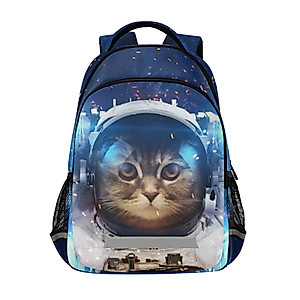 Kids Backpack Cat Astronaut Bookbag Elementary School Bag for Boys Girls Travel Rucksack