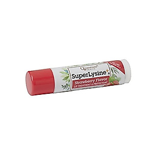 Quantum Health SuperLysine+ Lip Sunscreen Coldstick|Strawberry|Herbal Lip Balm|Soothes, Moisturizes, and Protects Lips from the Sun|SPF 21|0.17 Ounce Stick