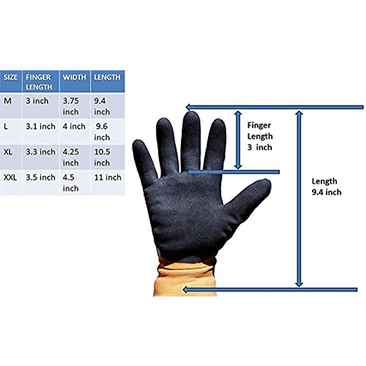 G & F 1528L GripMaster Cold Weather Outdoor Work Gloves, Winter Driving Gloves, Micro-Foam Latex Double Coated, heavy Duty, Large, 1 Pair, Orange