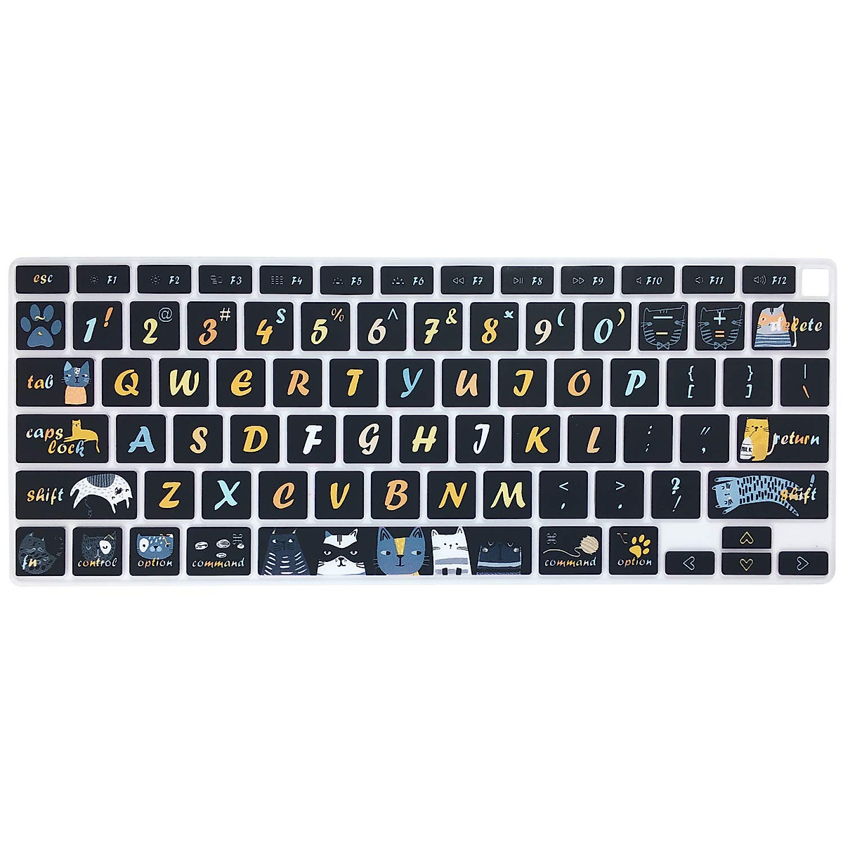 SANFORIN Keyboard Cover Protector for 2020 Apple MacBook Air 13.3 inch (Model: A2179, A2337 M1 Chip, US Layout) with Touch ID, Silicone Skin Keyboard Protector with Floral Design, Cat