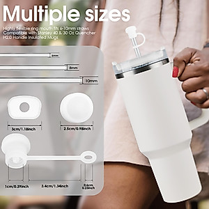 Neepanda 3set Silicone Spill Proof Stopper, Fit for Stanley Tumbler 1.0 and 2.0 version 30oz|40oz, with 2 Straw Cover,2 Round Leak Stoppers,2 Square Spill Stoppers, Stanley Cup Accessories(Clear)