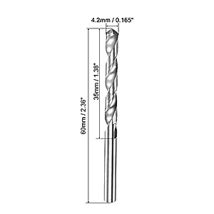 uxcell Carbide Twist Drill Bits 4.2mm, Metric Spiral Flutes Straight Shank Tungsten Steel Drilling Tool for Stainless Steel Alloy Metal