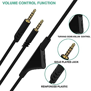 Tobysome Replacement A10 A40 A30 Cable Cord Wire for Connect Astro A10 Astro A40 Gaming Headset to Xbox One,Playstation 4 PS4 Controllers,Smartphone,MixAmp with 3.5mm Aux Jack(2M,with Volume Control)
