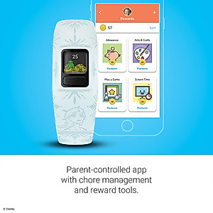 Garmin 010-01909-38 Vivofit Jr. 2, Kids Fitness/Activity Tracker, 1-Year Battery Life, Adjustable Band, Disney Frozen 2, Elsa, Light Blue