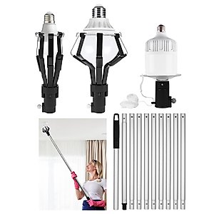 hveryppy Light Bulb Changer for high Ceilings, Light Bulb Changer with Baskets and Suction Cup, 13FT Assembled Light Bulb Extension Pole Changer,high Reach Light Bulb Changer for Household