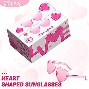 Chicpop 12 Pairs Heart Shaped Sunglasses Candy Color Rimless Fun Heart Sunglasses for Women Men Party Favors