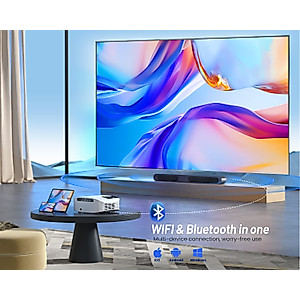 5G WiFi Bluetooth Projector Native 1080P, GooDee Outdoor Movie Projector with 300" Display Video Projector with Zoom & 4 Point Keystone for TV Stick, iOS, Android Dolby Audio & 4K Projector Support