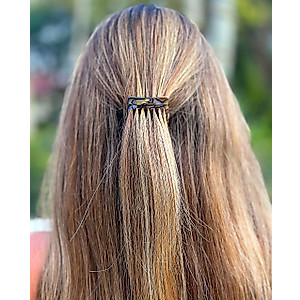 Camila Paris CP2332/2 French Hair Side Comb Handmade Onyx, Small Twist Hair Decorative, Strong Hold Clips for Women Bun Chignon Up-Do Styling Girls Hair Accessories, Made in France