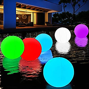 SEMANJLL 2 PCS Floating Pool Lights,16 Colors Changing Remote Control LED Ball Lights,16" IP68 Waterproof Pool Glow Ball Lights, Light Up Glow Balls for Pool Beach Garden Patio Decorative Night Light