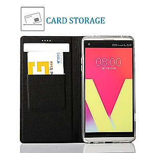 Feitenn Case Compatible with LG V20,Premium Flip Leather PU Wallet View Window Smart Case Stand Kicstand Card Holder Magnetic Closure TPU Bumper Slim Case Designed for LG V20 Black