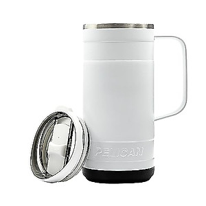 Pelican Hydration Pelican Ridge™ 18 oz Vacuum Insulated Tumbler - Recycled Stainless Steel Double Wall Travel with Dual Lid, Powder Coated Insulated Coffee Mug For Hot Cold Drinks, Bright White