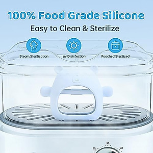 Baby Teething Toys, 3 PCS Teethers Set for 0-6, 3-6 Months & 6-12 Months, Baby Essentials, Infant Toys, Baby Chew Toys Set Food Grade Silicone, Bear Shape Teething Toy Fruit Shape Teether Set