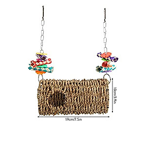 Parrot Grass Woven Tunnel Bird Chewing Relaxing Swing Bird Woven House Toy with Hole Birdcage Accessories for Cockatiel Budgie Hamster
