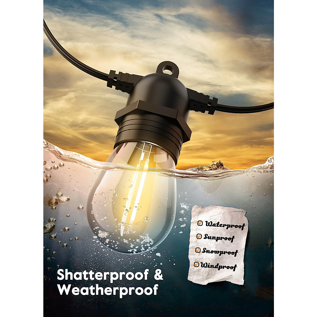 Brightown Shatterproof LED S14 Replacement Light Bulbs, E26 E27 Medium Screw Base Edison Bulbs Equivalent to 11 W, Fits for Commercial Outdoor Patio Garden Vintage Lights, 15 Pack, Warm White