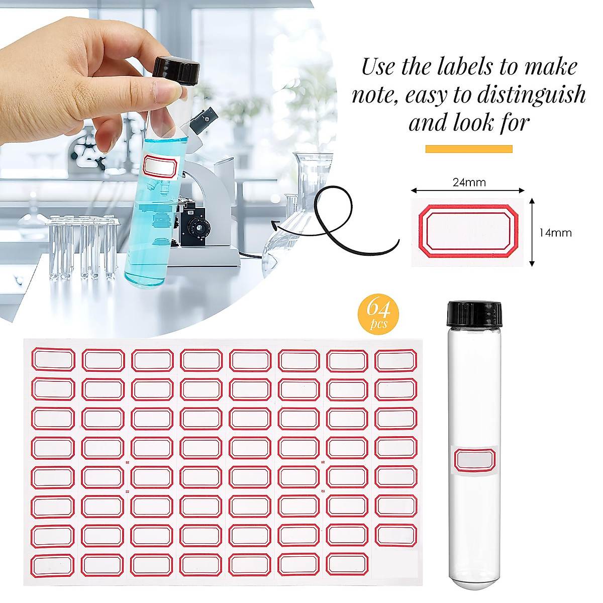 Cadbibe 50ml Glass Clear Test Tubes with Screw Caps and Plastic Stoppers, 25 x 135mm Liquid Small Leak-Proof Glass Test Tubes, 24PCS