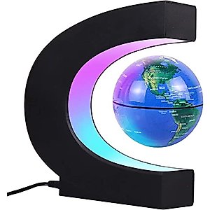JOWHOL Magnetic Floating Globe with LED Lights, 24-Hours Auto-Rotating Levitating Globe, Perfect Cool Gift for Men, Kids, Home Office, Desk Decoration, Education Teaching Demo(Blue)