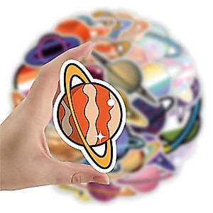 Space Planet Stickers Pack, Galaxy Stickers 60PCS Cute Space Stickers for Kids Teens Adults Glueewee Waterproof Vinyl Stickers for Water Bottles Laptop Scrapbook Journal