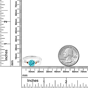 Gem Stone King 925 Sterling Silver and 10K Rose Gold Round Swiss Blue Topaz with Diamond Accent Engagement Ring For Women (1.41 Cttw, Gemstone Birthstone, Available In Size 5, 6, 7, 8, 9)