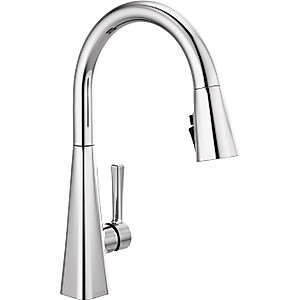 Delta Faucet Lenta Pull Down Kitchen Faucet Chrome, Chrome Kitchen Faucets with Pull Down Sprayer, Kitchen Sink Faucet, Faucet for Kitchen Sink with Magnetic Docking Spray Head, Chrome 19802Z-DST