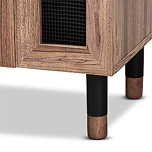 BOWERY HILL 2-Door Wood Shoe Cabinet with Screen Inserts in Oak-Black