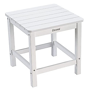 Cecarol Adirondack Side Table, 19.6" Square Oversized Outdoor Side Table, Fade-Resistant and Weather Resistant End Table, Poly Resin Worry-Free Plastic Table for Porch, Patio, Seaside, White-OST01