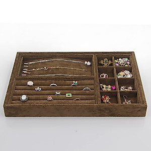 Iced Velvet Flock Self Adhesive Velvet Flocking Liner for Jewelry Drawer Velvet Lining for Jewelry Box Velvet Drawer Liner Roll Felt Fabric Soft Velvet Drawer Liner 14.2" x 98" (Brown)