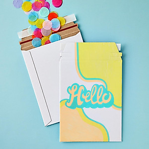 100 Pack Stay Flat Rigid Mailers 6x8, Self Adhesive Bulk White Cardboard Envelopes for Shipping Photo, Documents